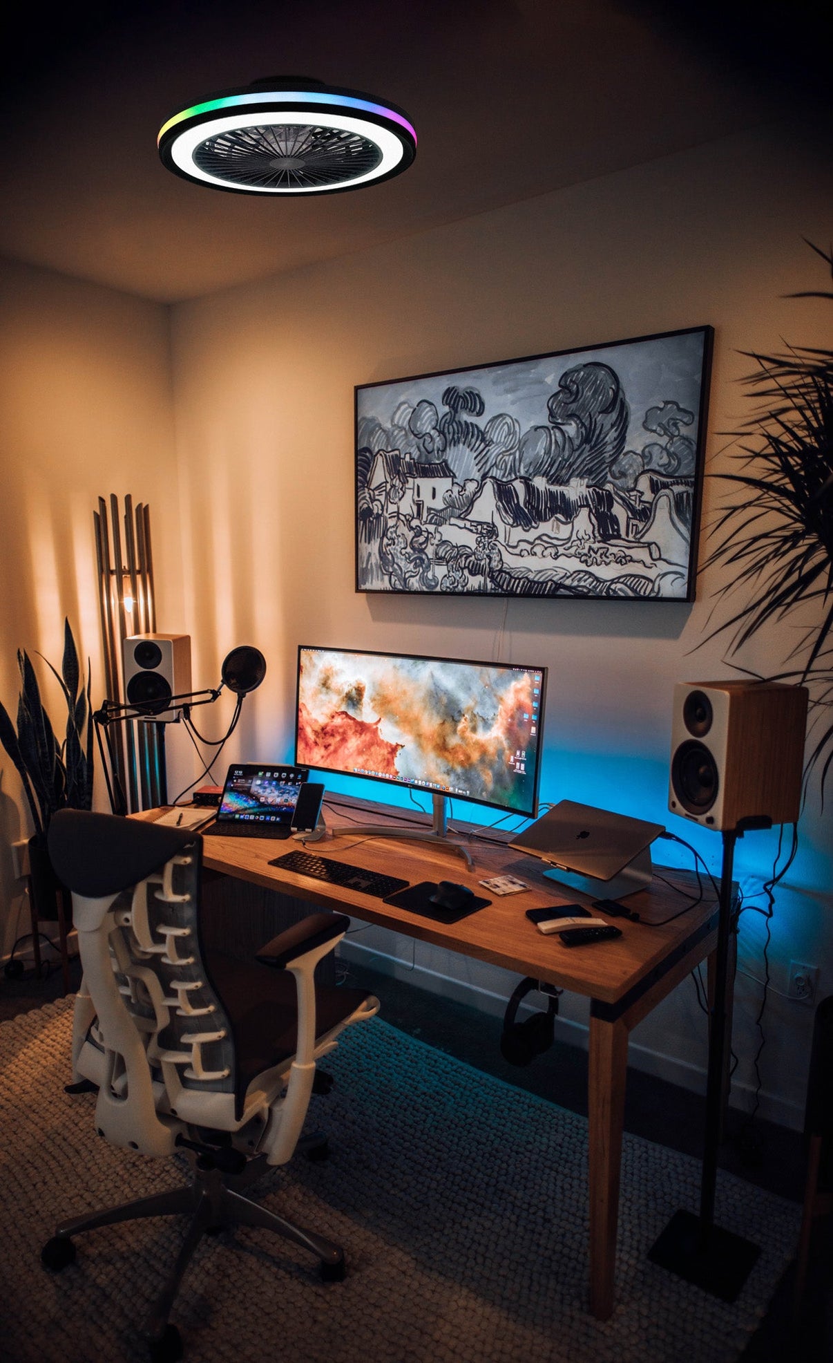 Mantra Gamer LED Dimmable RGB Ceiling Light With Built-In Fan - Remote ...