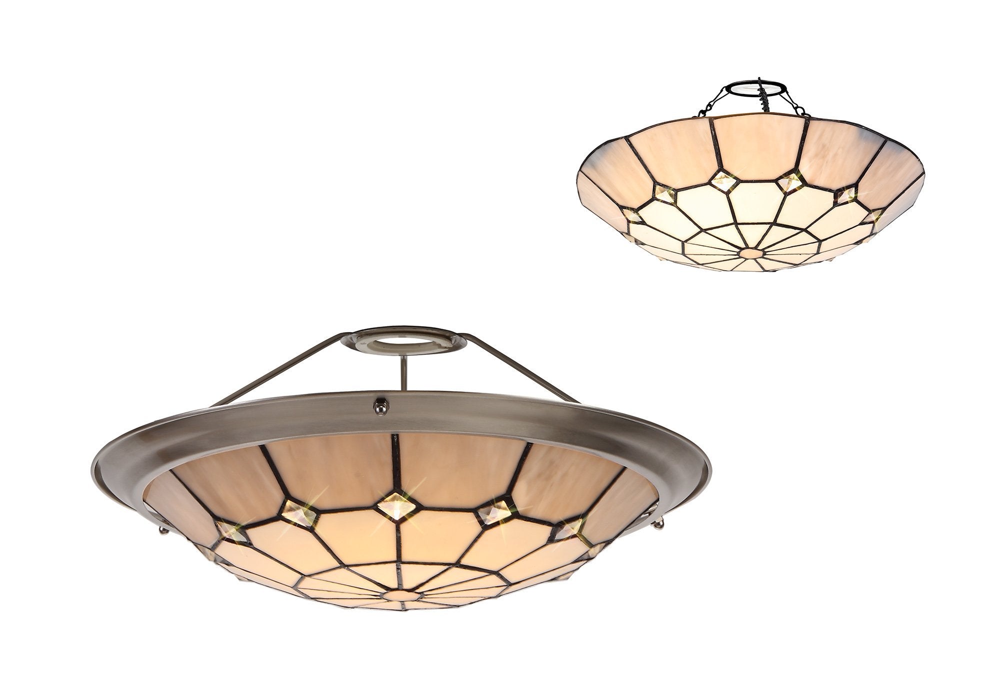 Poppy Tiffany Uplighter Shade, Colored Glass & Bronze Trim – Luminosity ...